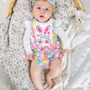 Von kilizo Easter Outfit Baby Girl My First Easter Baby Girl Outfit Bunny Print Long Sleeves Romper Baby Girl Easter Outfit Infant Easter Outfit Girl 0-3 Months