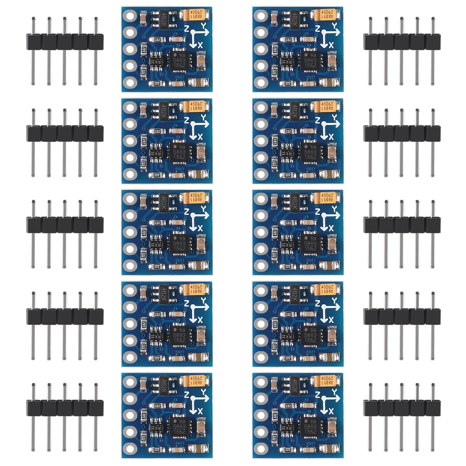 Shutao 10Pcs GY-271 QMC5883L 3V-5V IIC Triple Axis Compass Sensor Module Electronic Compass Board Three-axis Field Sensor