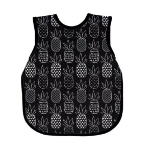 bapronbaby pineapple monochrome bapron - no neck tie safer bib for baby & toddler - soft waterproof stain resistant - machine washable - sz preschool 3-5yrs