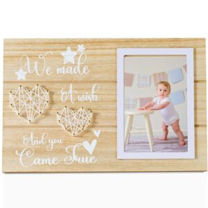 baby picture frame, ideal gift for expecting parents, baby shower, gender reveal party, baby nursery decor new baby, new mom, dad, adoption gifts, 4 x 6 inches (we made a wish, and you came true)