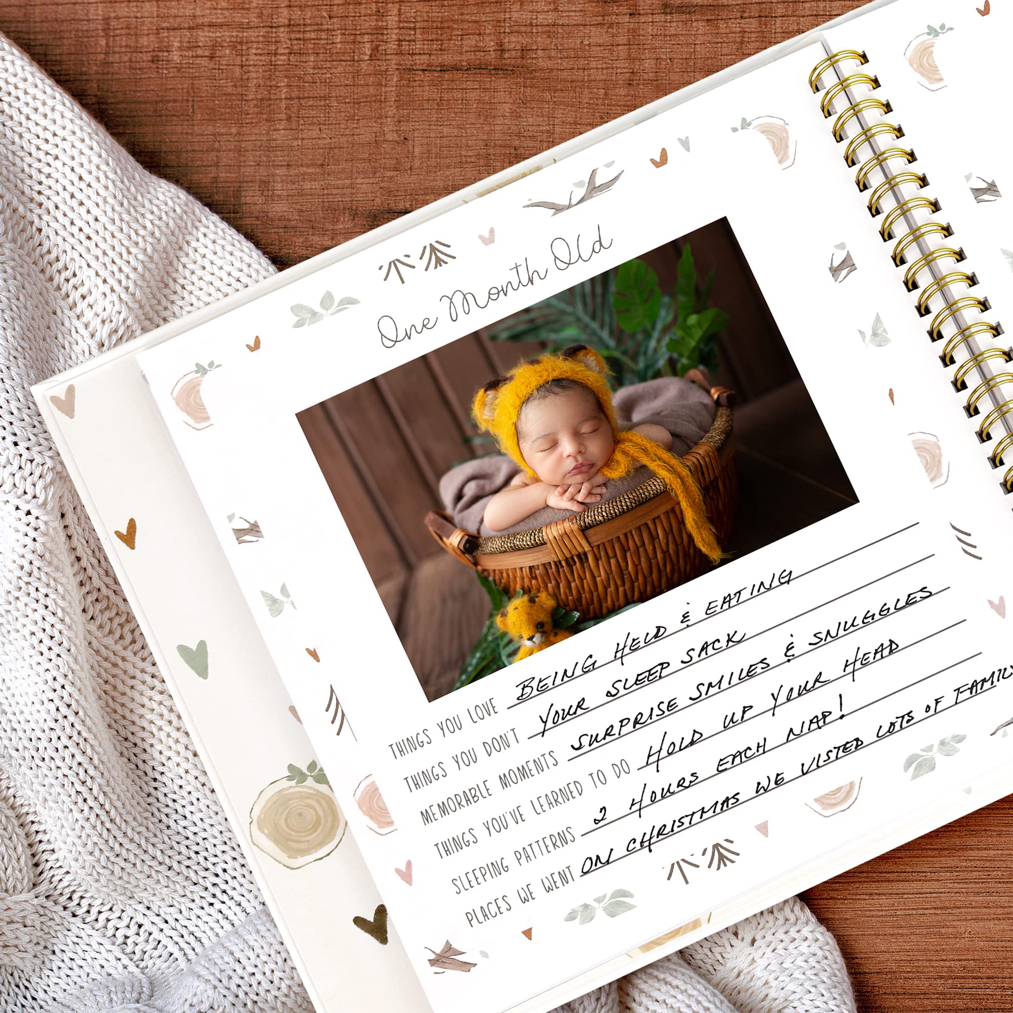 Timeless Woodland Baby Memory Book - Gender Neutral First 5 Year Scrapbook to Record Milestones from Birth to Age 5