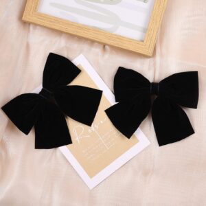 Black Velvet Mini Hair Bows for Women Girls, Classy Short Tail Bow Hair Ties, Cute Duckbill Clip Headdress Decor, Back to School Outfits, Cute Hair Styling Accessories for Teen Toddler Girl Stuff