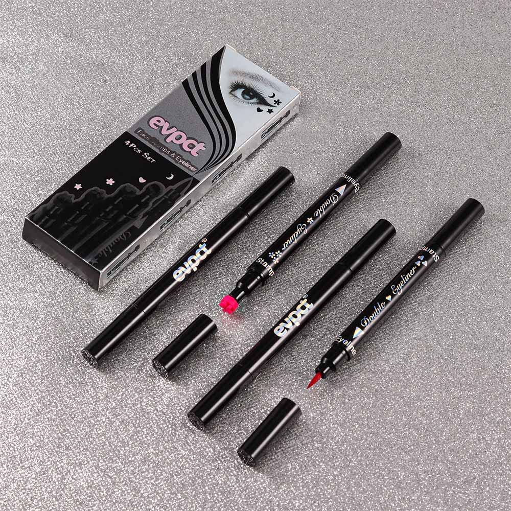 BINGBRUSH Double-sided Liquid Stamp Eyeliner Pen, Face Stamps Makeup Extremely Black Waterproof Slim Gel Felt Tip High Black Pigment Liquid Eyeliner & Seal (Colorful)