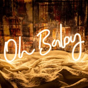 oh baby neon sign for wall decor,23.6x11.8 inch dimmable switch warm white art signs led neon light for baby shower decorations, engagement party, birthday party, bar, wedding house, kid's room