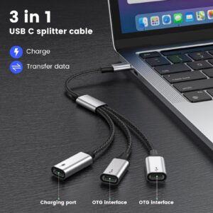 USB C to USB C Female Adapter USB Splitter Y Cable,(NOT for Monitor) USB C Male to 3 USB-C Female Cord Converter,3 Port Hub Charger Power Split Adapter for Mac,Xbox One Series X/S,PS5,Laptop