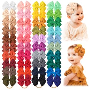 prohouse 40 pcs big bows baby nylon headbands hairbands hair bows elastics for baby girls newborn infant toddler child hair accessories