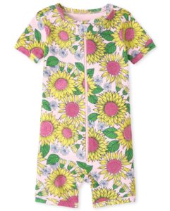 the children's place baby-girl and toddler short sleeve zip up pajama sunflower baby & toddler - zip sleeper 12-18 months