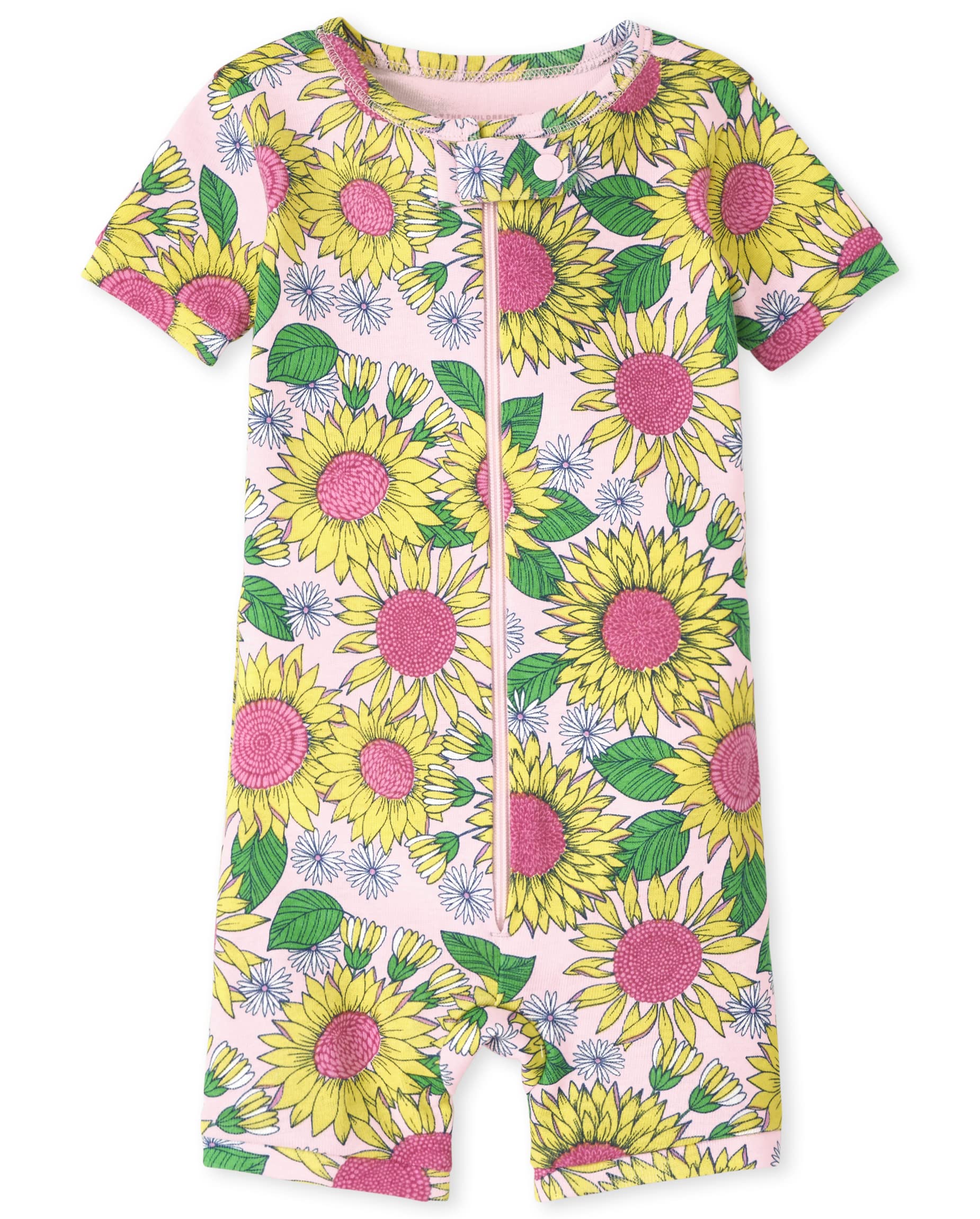 The Children's Place baby-girl and Toddler Short Sleeve Zip Up Pajama Sunflower Baby & Toddler - Zip Sleeper 12-18 Months