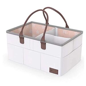 Portable Baby Diaper Toy Caddy Organizer Bin for Nursery Essentials, Car, or On the Go with Handles