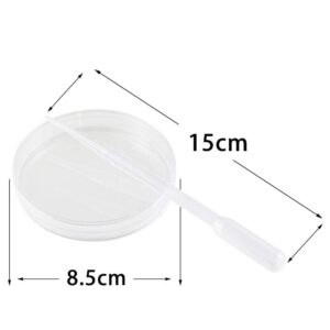 MEETOOT 10pcs Disposable Plastic Petri Dish 90x15mm with 5 2ml Thickened Plastic Transfer Pipettes for School Science Fair Project and Party