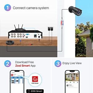 ZOSI 8CH 5MP 3K Lite Surveillance Wired Security Camera System with AI Human Vehicle Detection, 8 Channel H.265+ DVR and 4 x 1080p Bullet Camera Outdoor, 80ft Night Vision, IP66(No HDD Included)