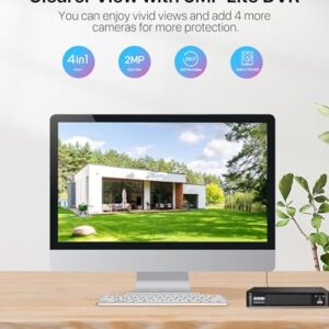 ZOSI 8CH 5MP 3K Lite Surveillance Wired Security Camera System with AI Human Vehicle Detection, 8 Channel H.265+ DVR and 4 x 1080p Bullet Camera Outdoor, 80ft Night Vision, IP66(No HDD Included)