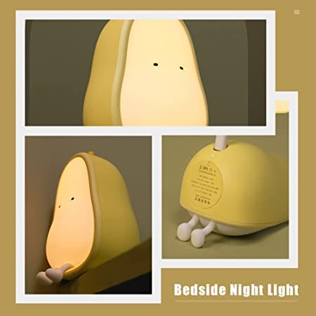 BFYCHYC Night Lights for Kids USB Rechargeable Lamps, BPA-Free ABS+Silicone Bedside Lamp for Breastfeeding,Color Changing, Yellow Pear