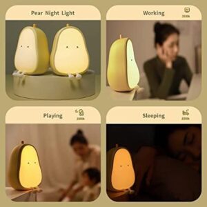 BFYCHYC Night Lights for Kids USB Rechargeable Lamps, BPA-Free ABS+Silicone Bedside Lamp for Breastfeeding,Color Changing, Yellow Pear