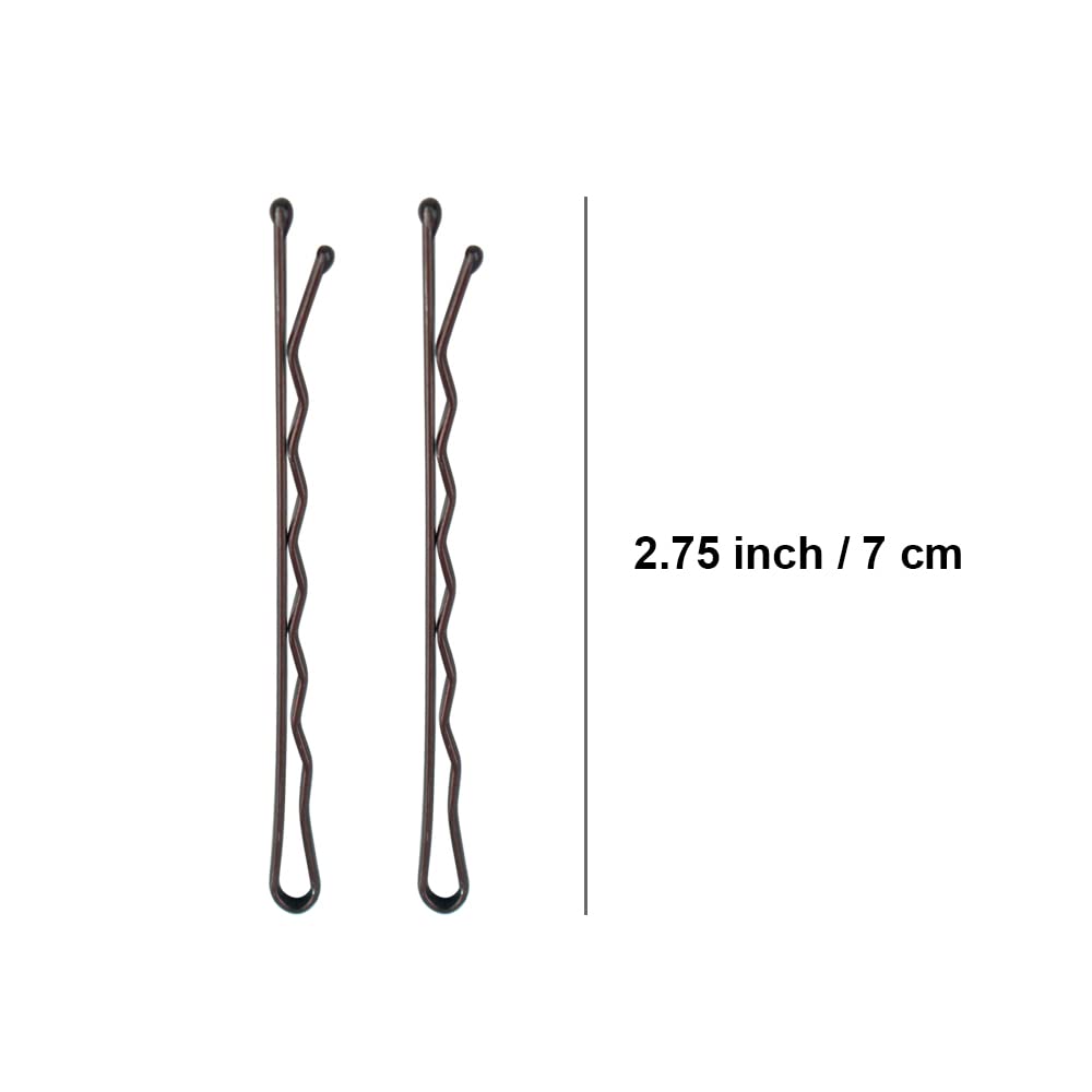 Brown Long Bobby Pins for Thick Hair, 2.75 '' Jumbo Bobby Hair Pins with Case, Extra Large Bobby Pins for Buns, Premium Tipped Hair Style Pins for Women Girls (Brown, 100 Count)