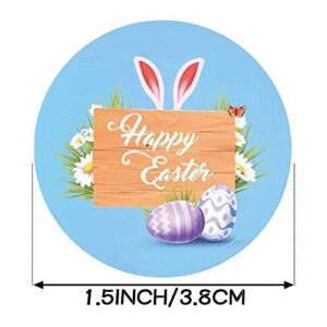 Acewen 1000Pcs/2 Rolls Easter Stickers Easter Theme Stickers Self-Adhesive Roll Stickers 16 Designs Happy Easter Day Sticker for Party Supplies