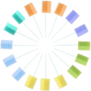 keywaycare oral swabs disposable 360 pcs each individually wrapped swabsticks toothettes mouth swabs sponge dental care zigzag wave shaped 6 color multi-color soft foam oral swabs