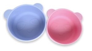 panda silicone bowl with suction base for feeding babies 6+ months and toddlers, mess-free eating, unbreakable, non-toxic, stylish, dishwasher & microwave safe [2,pack] (pbowl-pl), pink & lavender