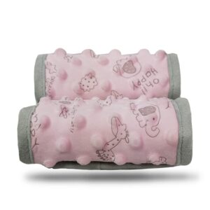 dodo nici car seat strap cover for baby, seat belt cover cushion, belt pads fit baby carrier/pushchair/stroller, cozy peace dotted minky, pink