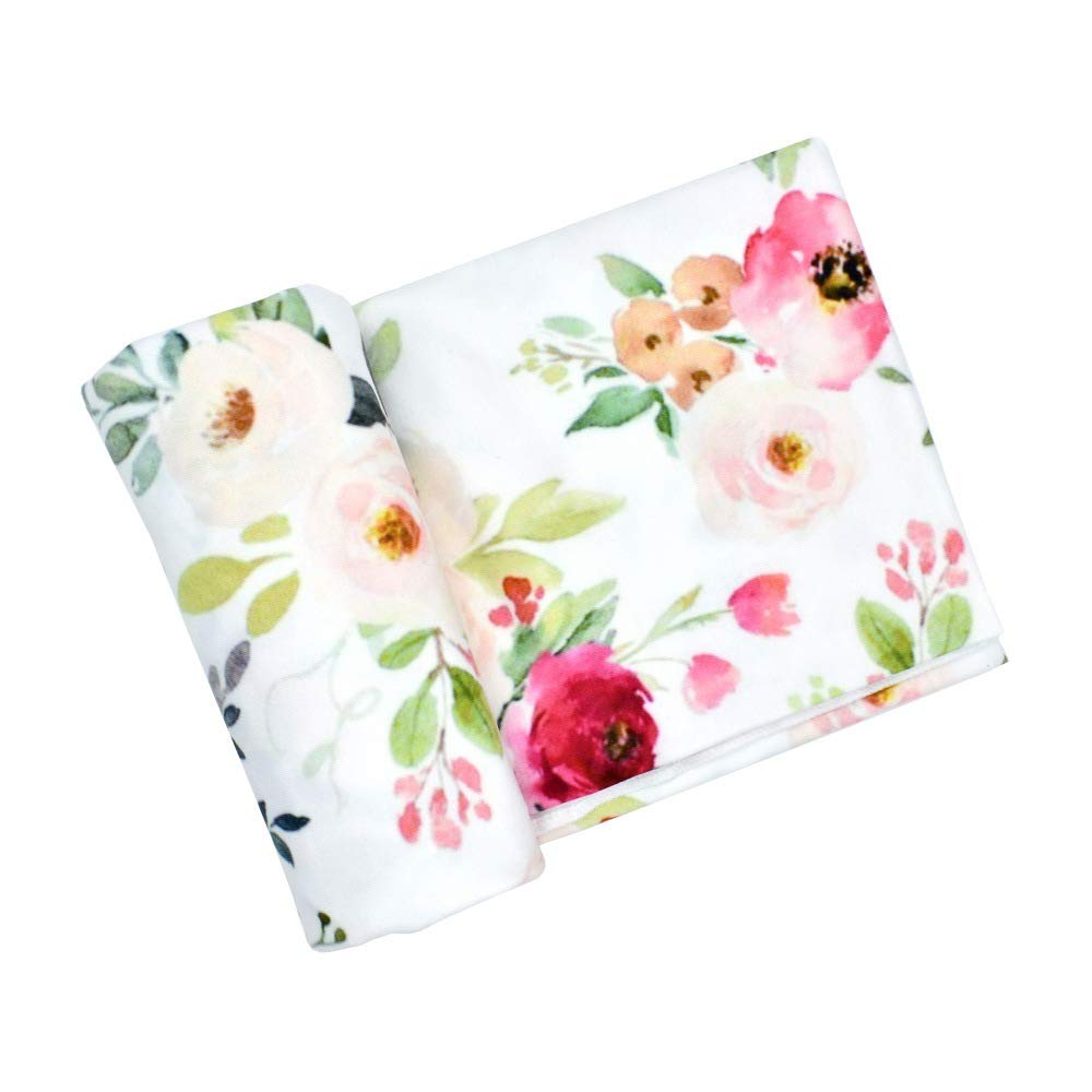 Newborn Floral Print Blanket Baby Stretch Wrap Swaddle Blanket Receiving Blanket