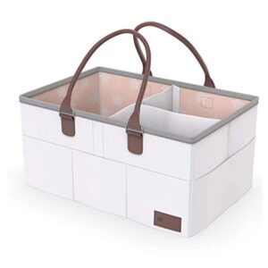 portable baby diaper toy caddy organizer bin for nursery essentials, car, or on the go with handles