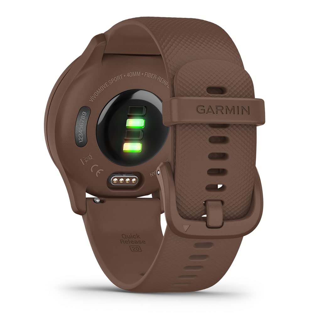 PlayBetter Garmin vivomove Sport (Cocoa/Peach Gold) Hybrid Smartwatch Power Bundle - Heart Rate Monitor Watch with Call Portable Charger & HD Screen Protectors - Women's Fitness Tracker