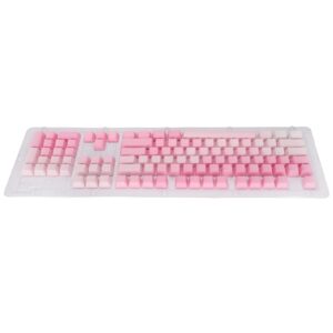 gaming keyboard keycaps, 104 keys pink white ergonomic pbt typewritter gaming keyboard keycaps opaque side dip dyeing process diy keycap,for most 61/87/104 key mechanical keyboard