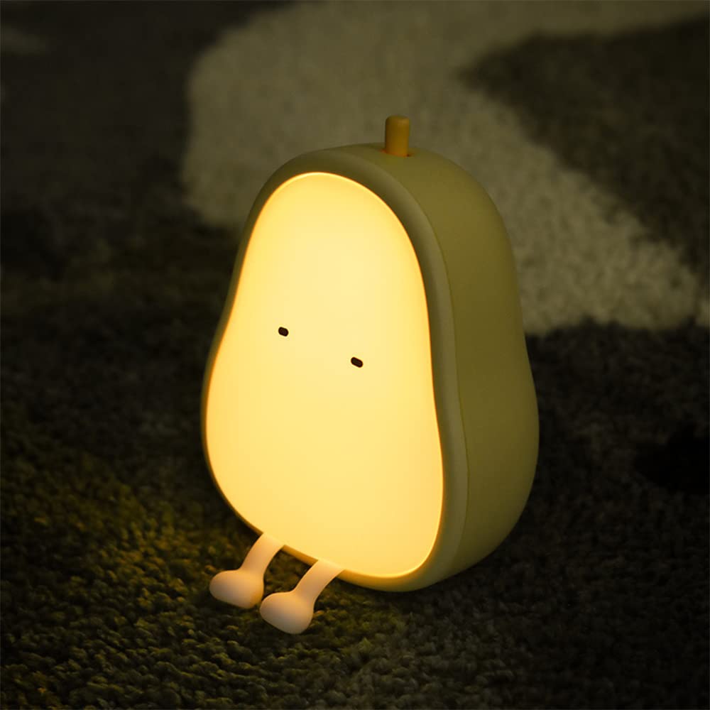 BFYCHYC Night Lights for Kids USB Rechargeable Lamps, BPA-Free ABS+Silicone Bedside Lamp for Breastfeeding,Color Changing, Yellow Pear