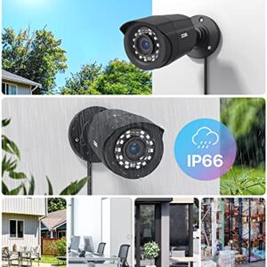 ZOSI 8CH 5MP 3K Lite Surveillance Wired Security Camera System with AI Human Vehicle Detection, 8 Channel H.265+ DVR and 4 x 1080p Bullet Camera Outdoor, 80ft Night Vision, IP66(No HDD Included)