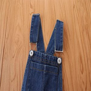 Infant Toddler Girls Overall Jeans Bell Bottoms Suspender Flare Pants Ripped Denim Trousers Two Layers Ruffle Leggings