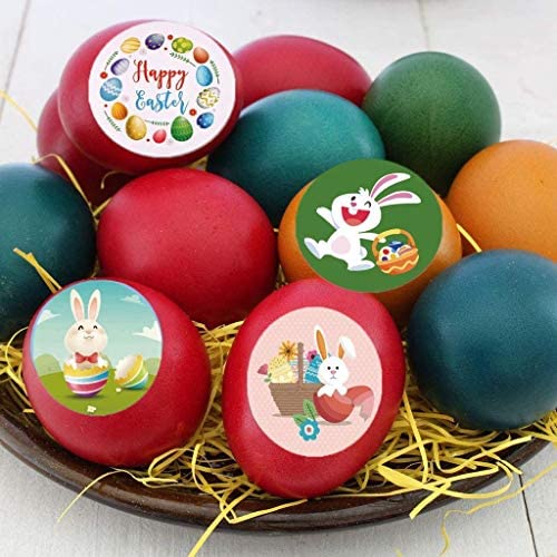 Acewen 1000Pcs/2 Rolls Easter Stickers Easter Theme Stickers Self-Adhesive Roll Stickers 16 Designs Happy Easter Day Sticker for Party Supplies