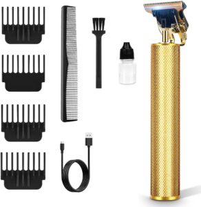 professional hair trimmer for men zero gapped cordless hair clipper professional haircut & grooming kit for men usb rechargeable tribal hair trimmer (gold)