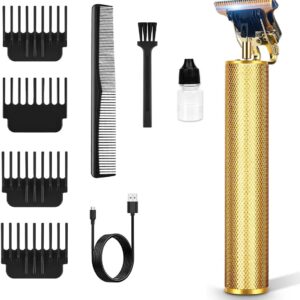 Professional Hair Trimmer for Men Zero Gapped Cordless Hair Clipper Professional Haircut & Grooming Kit for Men USB Rechargeable Tribal Hair Trimmer (Gold)