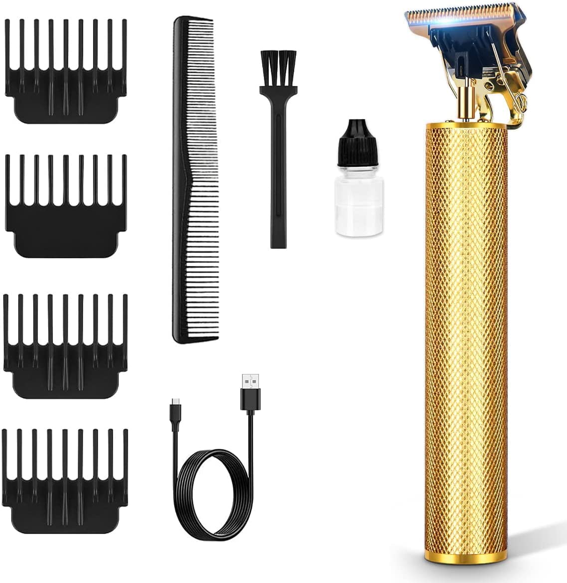 Professional Hair Trimmer for Men Zero Gapped Cordless Hair Clipper Professional Haircut & Grooming Kit for Men USB Rechargeable Tribal Hair Trimmer (Gold)