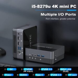 Mini PC 16GB DDR4 1000GB / 1TB NVMe M.2 SSD Intel Core i5-8279U Windows 10 / Windows 11 Upgradable Mini Desktop Computer up to 4.1Ghz 4K HD, Gigabit Ethernet, Dual HDMI, WiFi, 4 USB3.0 Micro PC