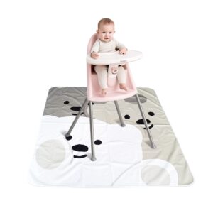 splat mat for under high chair - splash mat | large 51" x 46" size | washable & water resistant | avoid messes | multiple uses | easy to wipe | quick drying - comes w/ carrying case for floor & table