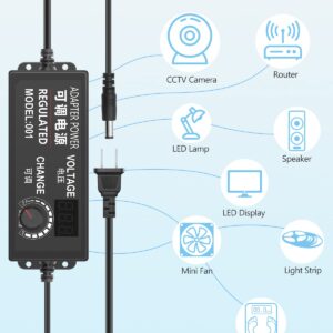 Aclorol Universal AC/DC Power Supply Adapter 48W AC 100-240V to DC 24V 2A 15V 12V 9V 6V 5V 3V 1A 1.5A 1000mA Power Supplies Adjustable Switching AC Adapter with Polarity Converter & 14 Tips