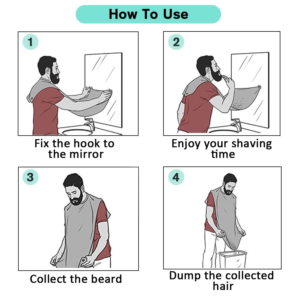 Beard Bib Apron for Men Christmas Gift - Beard Catcher for Shaving & Trimming, 2 Adjustable Neck Straps Beard Cape Grooming Cloth with 4 Suction Cups Beard Bib Apron for Men Father