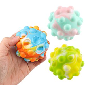 3pcs pop stress balls fidget toy, 3d ball popping it relieve restless toy, anxiety relief fingertip toy stretchy balls, early education brain development toy, hand finger exerciser