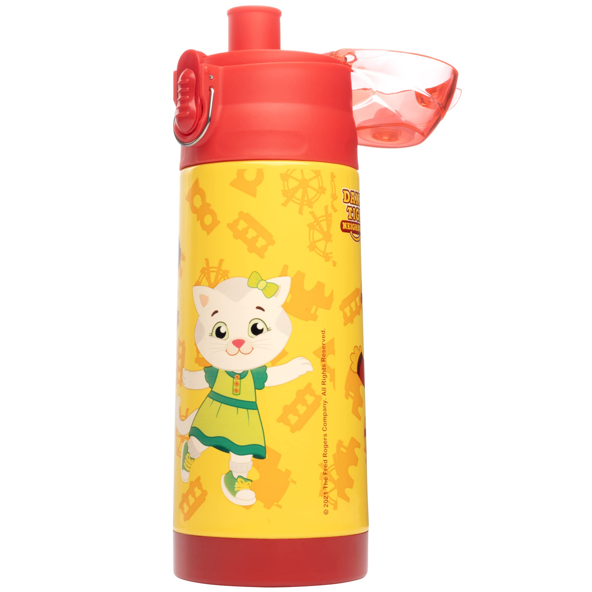 Daniel Tiger 13 oz Insulated Water Bottle with Latching Lid - Easy to Use for Kids - Reusable Spill Proof & BPA-Free, Keeps Drinks Cold for Hours, Fits in Lunch Boxes & Bags, Fun XMAS Gift for School