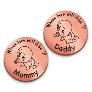 huwane new parent decision coin whose turn will it be, mom dad coin flip new baby gift for wife, husband, mother’s day, father’s day, birthday, christmas, thanksgiving day