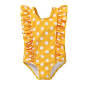 newborn baby girl ruffle swimsuit infant toddler one piece floral bikini beach bathing swimwear set (6-12 months, yellow white)