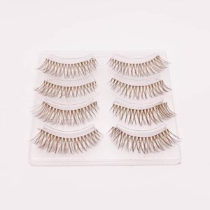 ORD Natural Brown False Lashes 3D Light Medium Brown Color Eyelashes Reusable Lightweight Comfortable Short Wispies Eye Makeup 4 Pairs Lash Value Pack (Brown), 4 Pair (Pack of 1)