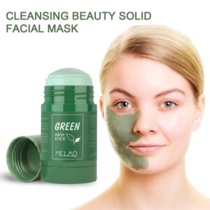 2 Packs Green Tea Mask Stick Blackhead Remover, Green Tea Purifying Clay Mask Cleansing Clay Stick, Deep Pore Cleansing, Face Moisturizes Oil Control Skin Brightening for All Skin Types Men Women