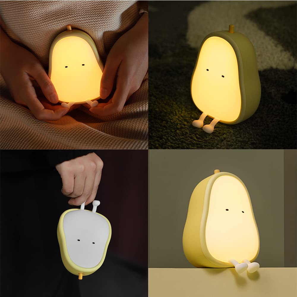 BFYCHYC Night Lights for Kids USB Rechargeable Lamps, BPA-Free ABS+Silicone Bedside Lamp for Breastfeeding,Color Changing, Yellow Pear