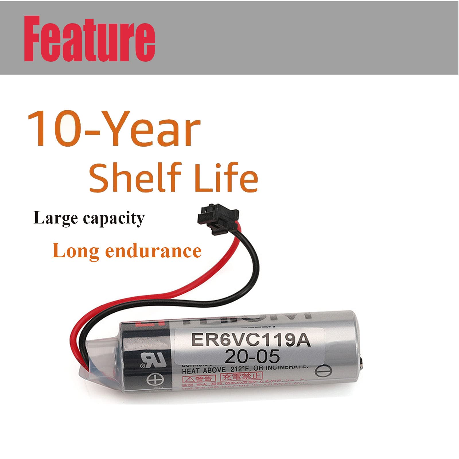 WELLVEUS 5Pcs ER6V/3.6V Compatible with Toshiba ER6VC119A ER6V119B 2400mAh Lithium Battery for M70 M60 PLC