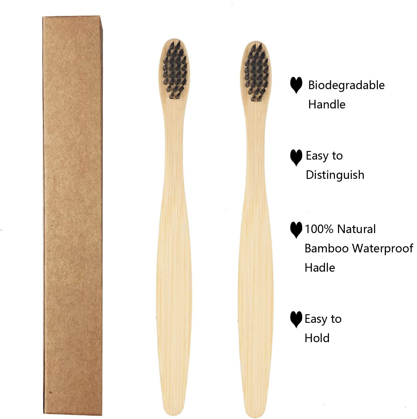 SEVENHEAD Bamboo Toothbrushes (2 Black - Kids)