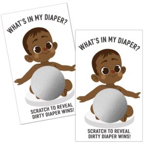 hafhue 50 pack what‘s in my diaper scratch off game scratch off cards for baby shower, baby shower activity and idea, silly activity for ice breakers(african american)