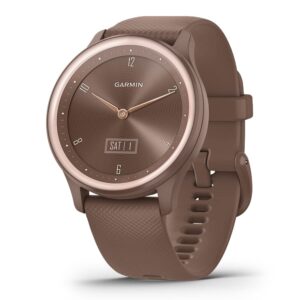 PlayBetter Garmin vivomove Sport (Cocoa/Peach Gold) Hybrid Smartwatch Power Bundle - Heart Rate Monitor Watch with Call Portable Charger & HD Screen Protectors - Women's Fitness Tracker