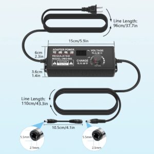 Aclorol 120W Universal Power Adapter 12V 10A Power Supply Adjustable AC/DC Adapter 100-240V AC to DC 12V 9V 6V 5V 3V 10A 8A 6A 5A 4A 3A Variable Switching Converter with Polarity Converter & 14 Tips